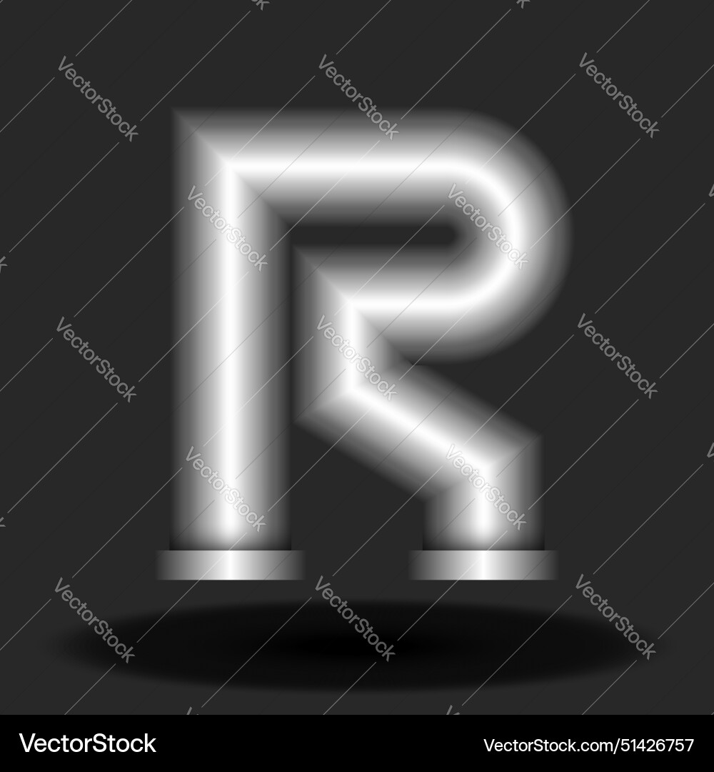 Bold letter r monogram 3d logo metallic pipe Vector Image