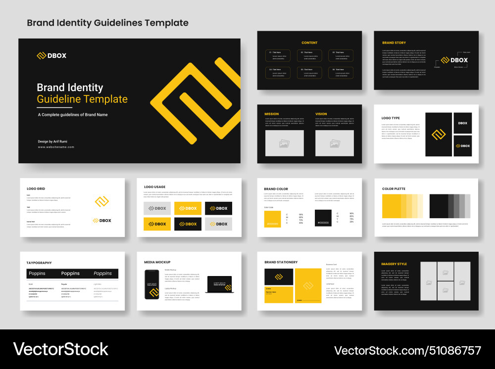 Brand guidelines presentation template Royalty Free Vector