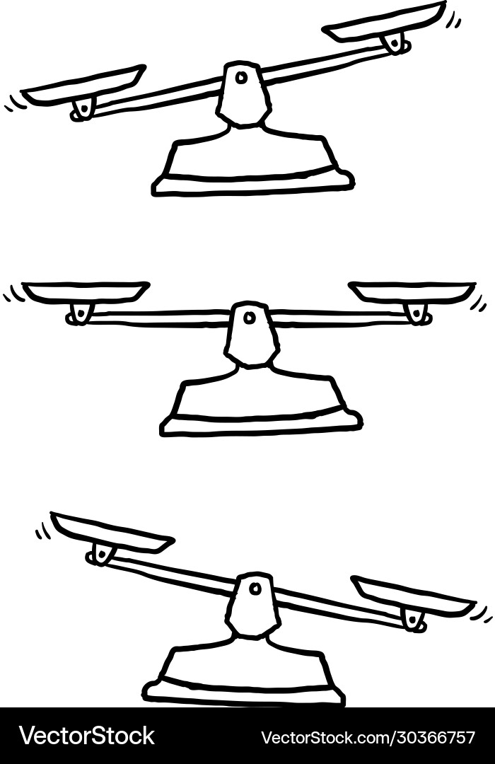Hand drawn set scales bowls Royalty Free Vector Image