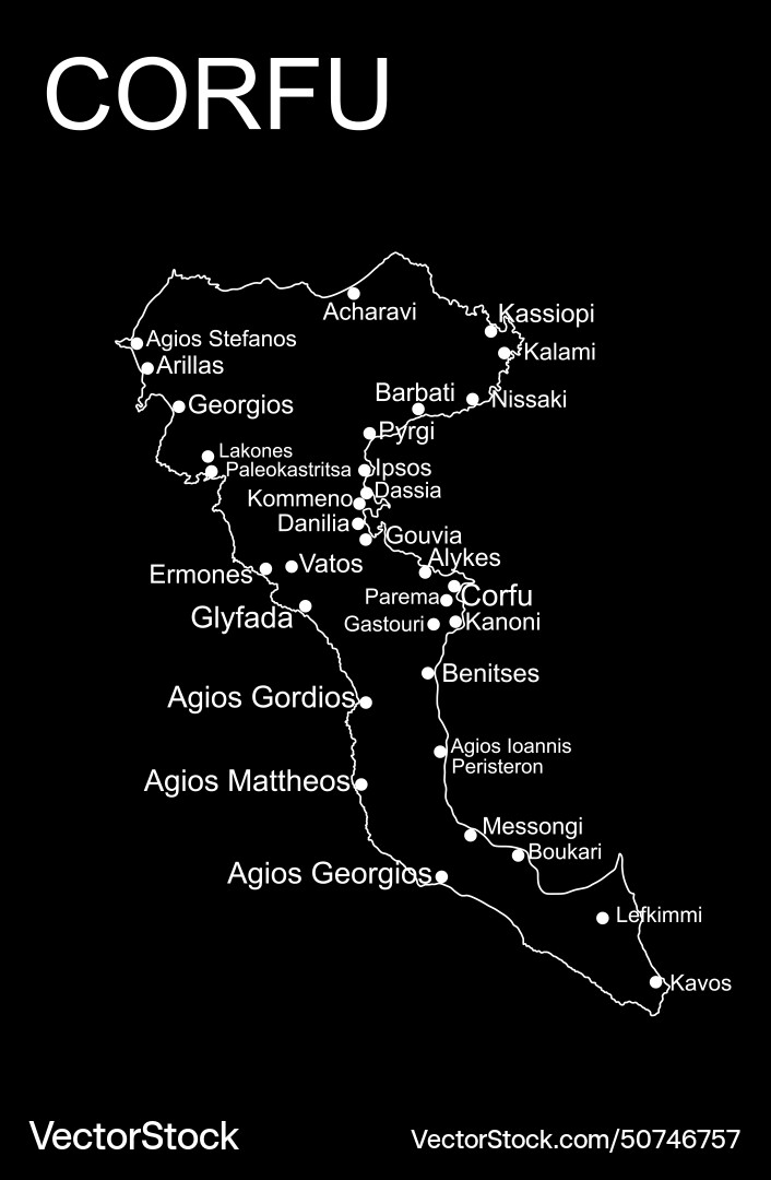 Island corfu map line contour silhouette Vector Image