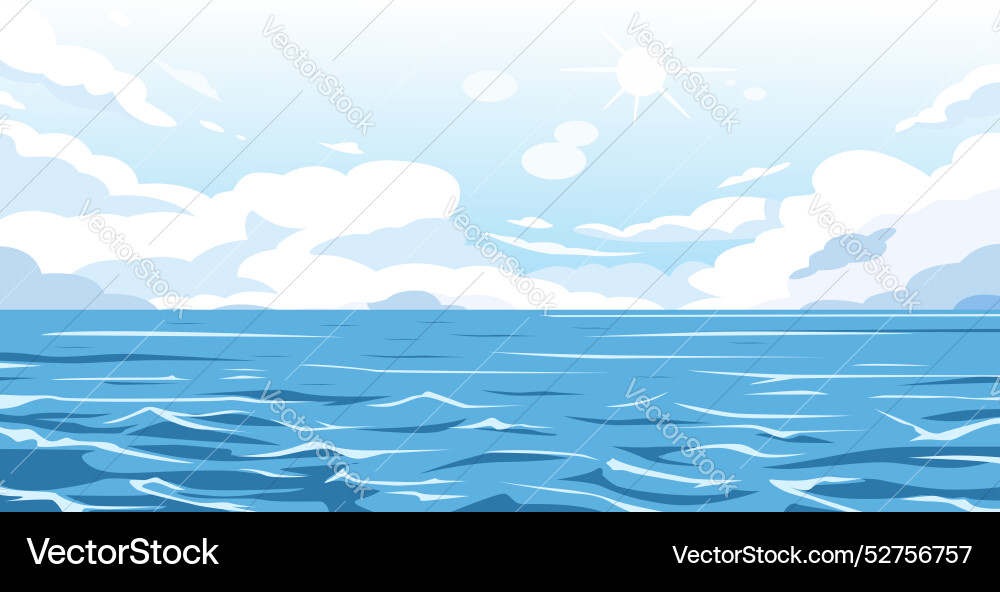 Sea water scenery in clear sky Royalty Free Vector Image