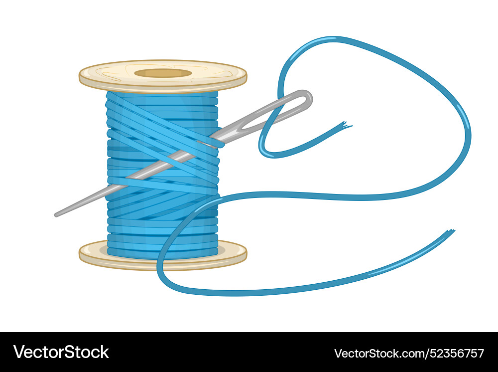Spool of thread and sewing needle Royalty Free Vector Image