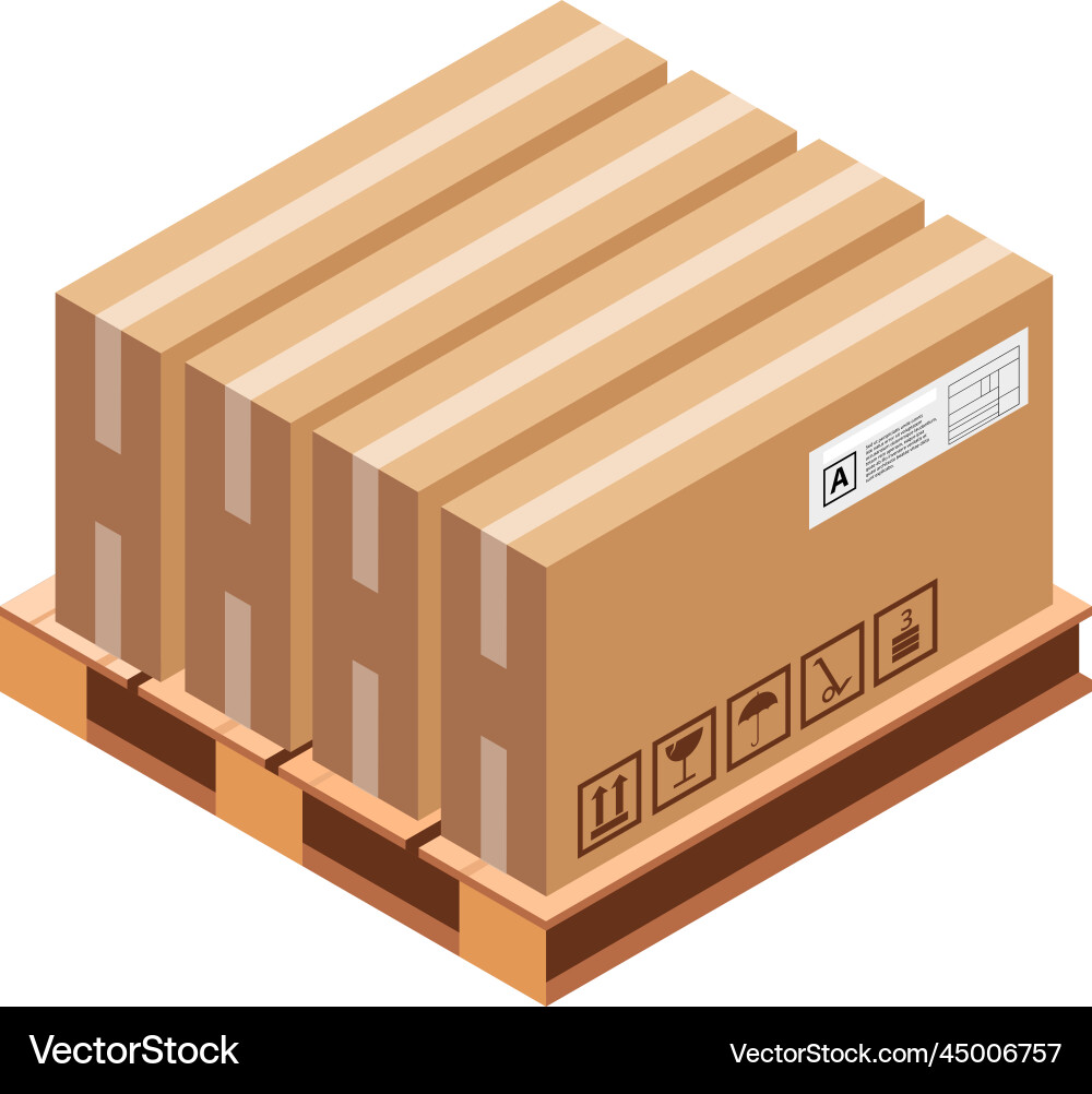Warehouse pallet with shipping boxes cardboard Vector Image