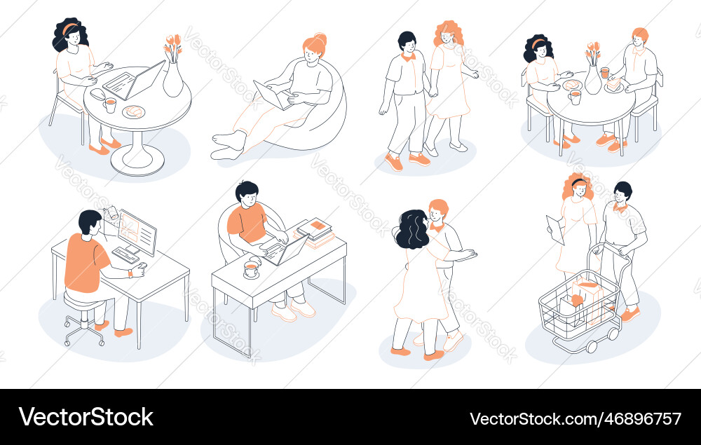 Work and leisure - modern line design style Vector Image