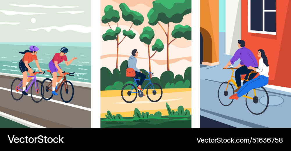 Cyclist on urban bridge path Royalty Free Vector Image