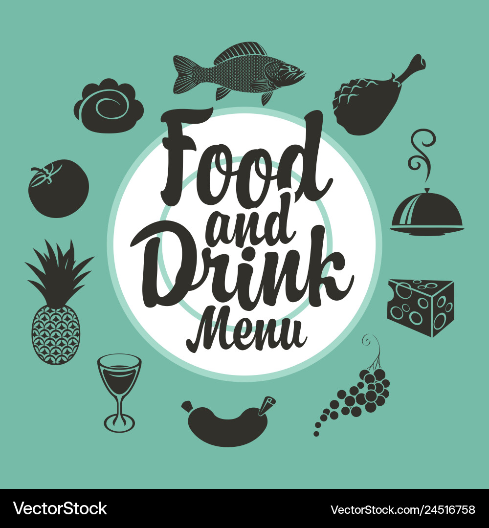 Food and drink menu with different dishes Vector Image