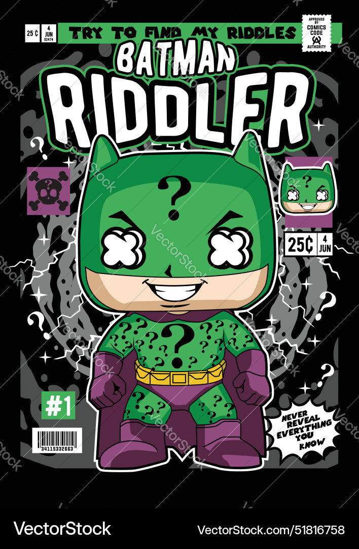 Riddler Pop Art Batman Royalty Free Vector Image