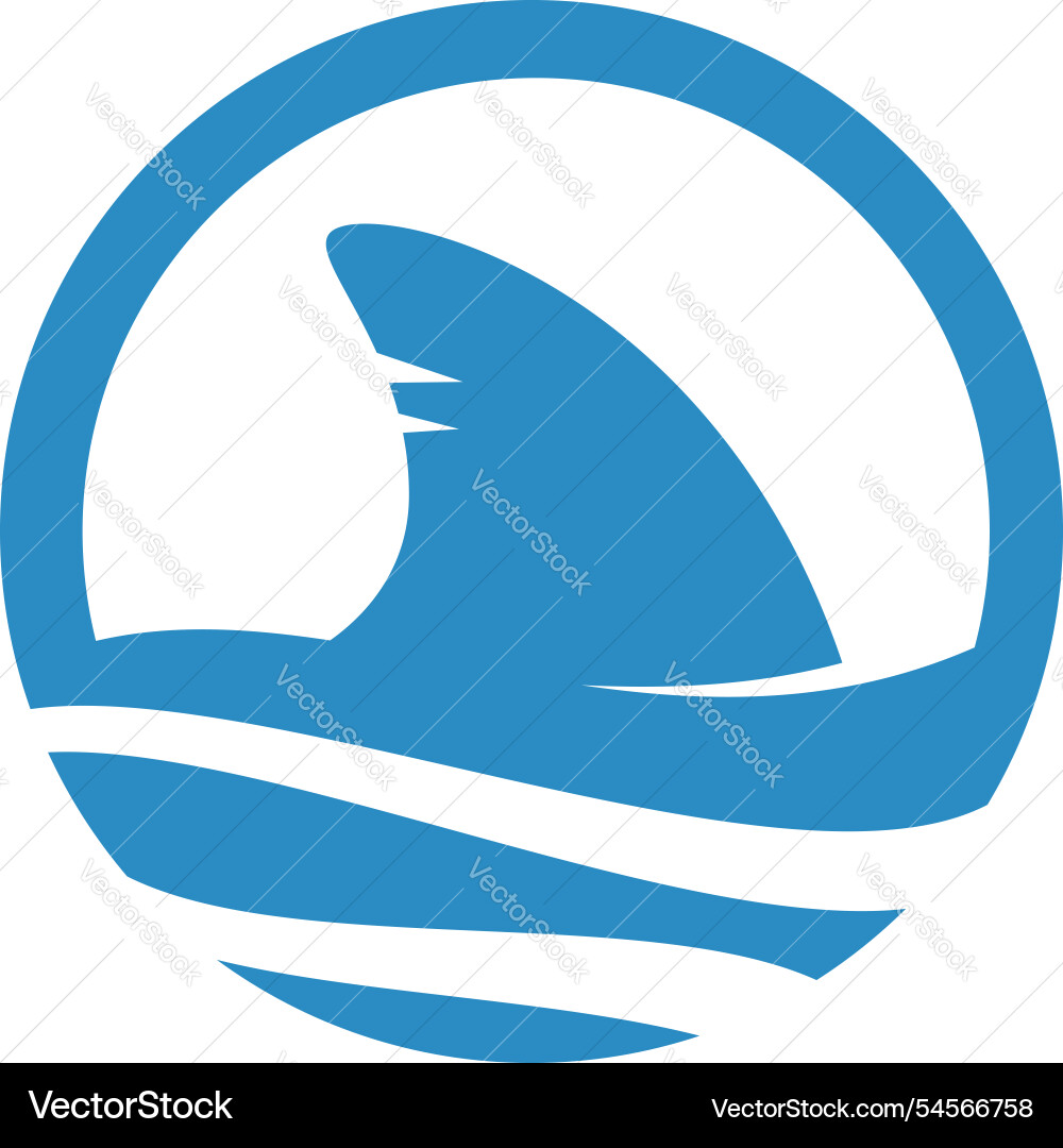 Shark fin ocean wave circle icon Royalty Free Vector Image