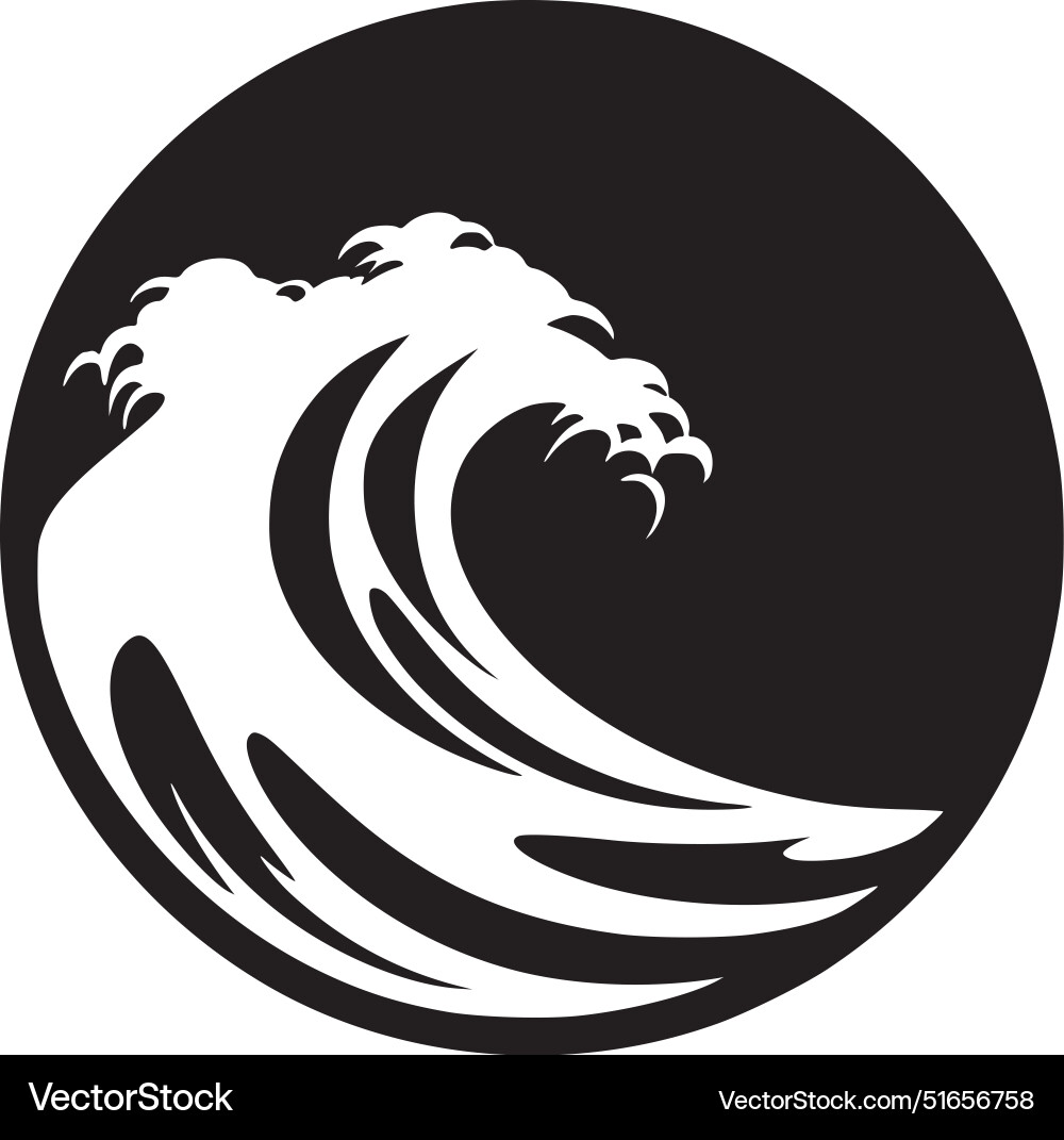 Wave - black and white isolated icon Royalty Free Vector