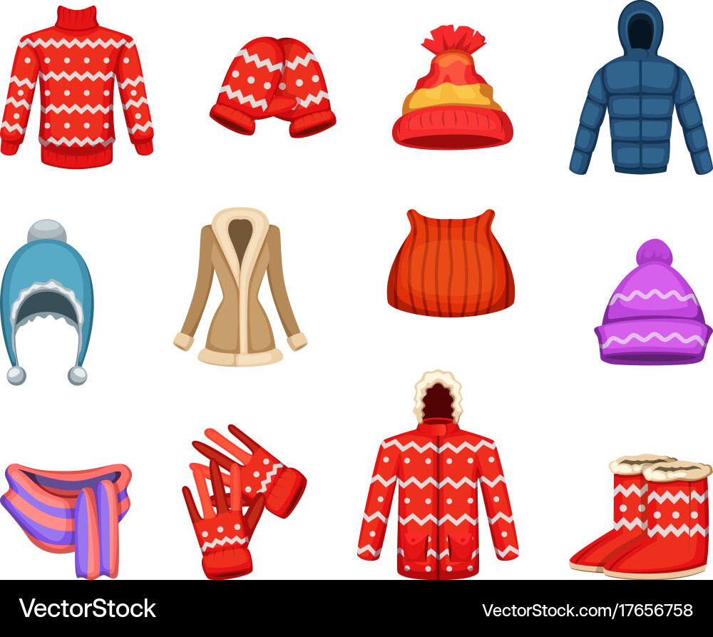 Winter clothes collection Royalty Free Vector Image