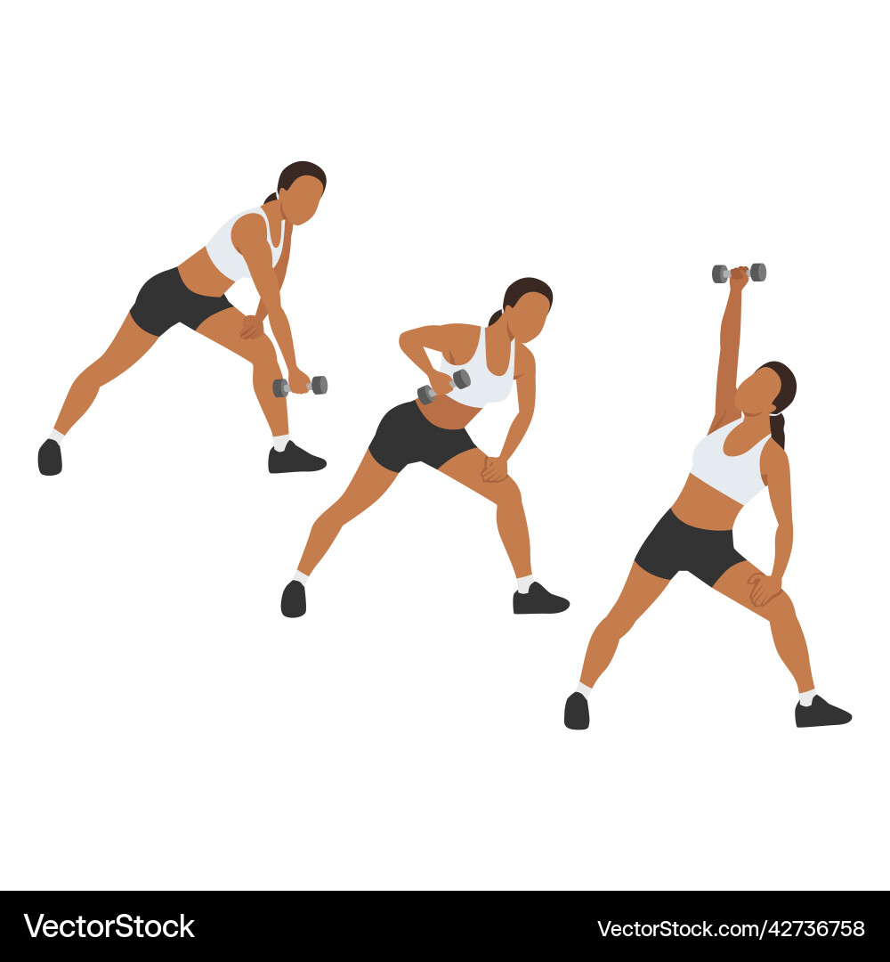 Woman doing bent over row press exercise Vector Image