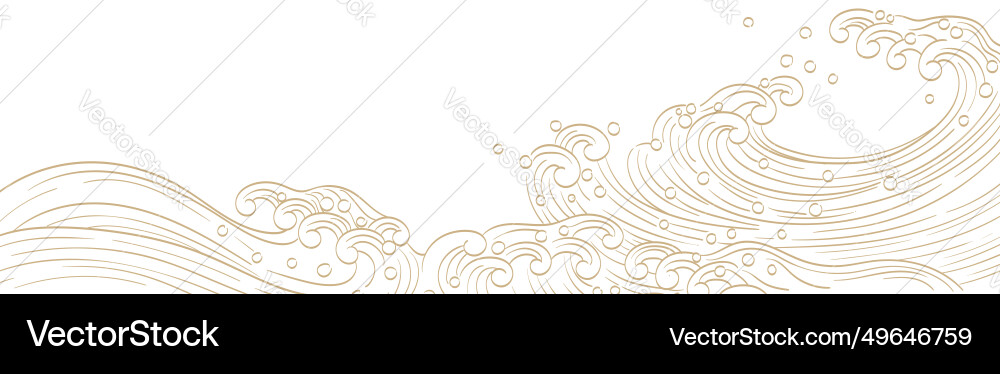 Hand drawn wave with japanese pattern oriental Vector Image