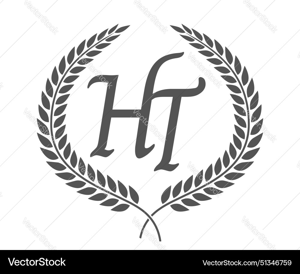 Initial letter h and t ht monogram logo design Vector Image