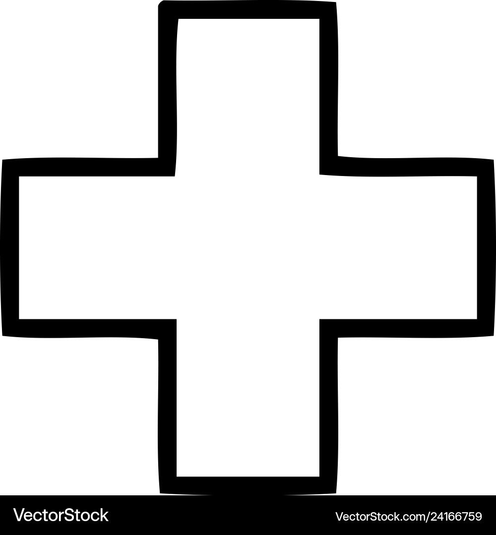 Line drawing cartoon addition symbol Royalty Free Vector