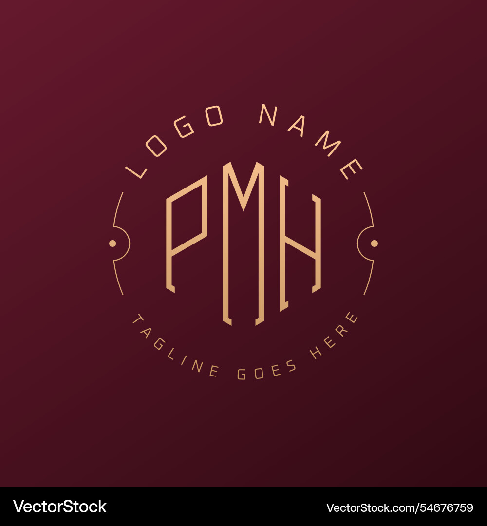 Luxury pmh logo design elegant letter Royalty Free Vector