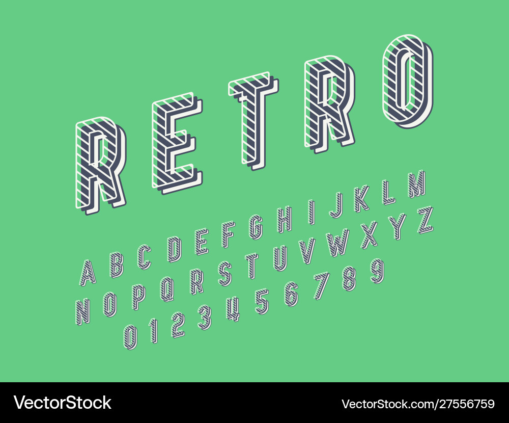 Retro font and alphabet stock Royalty Free Vector Image