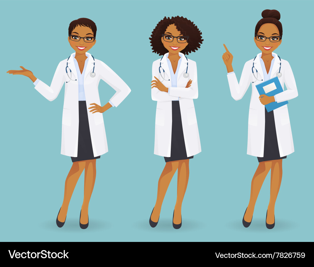 Set of three female doctors Royalty Free Vector Image