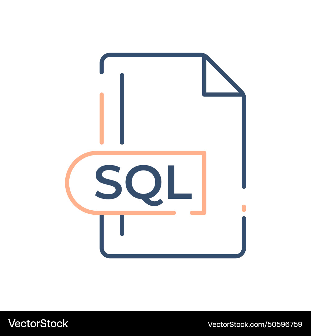 Sql file format icon extension line Royalty Free Vector Sql file format icon extension line Royalty Free Vector