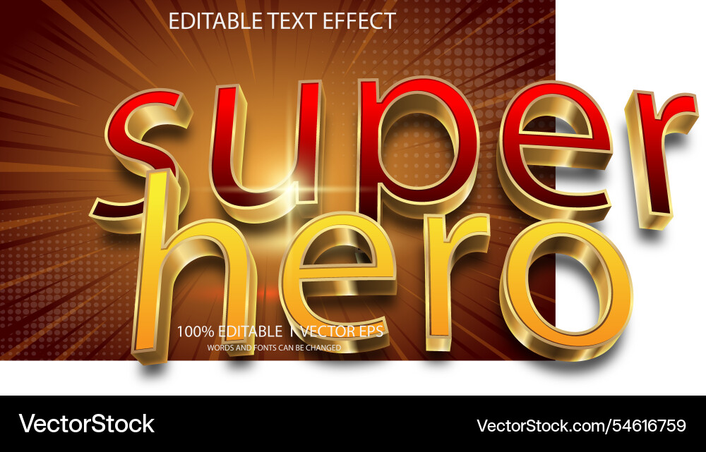 Super hero 3d text effect with modern style Vector Image