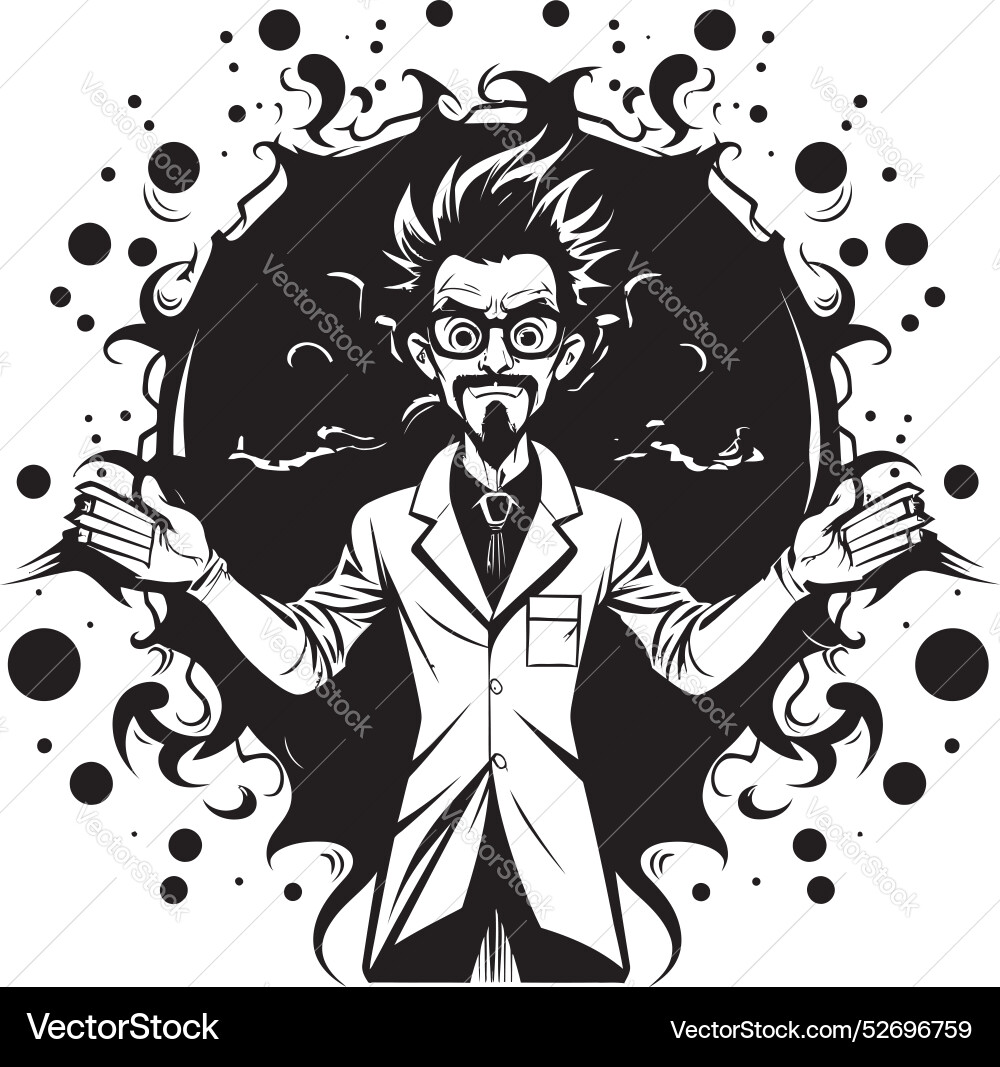 Techno wizardry scientist icon emblem experiment Vector Image