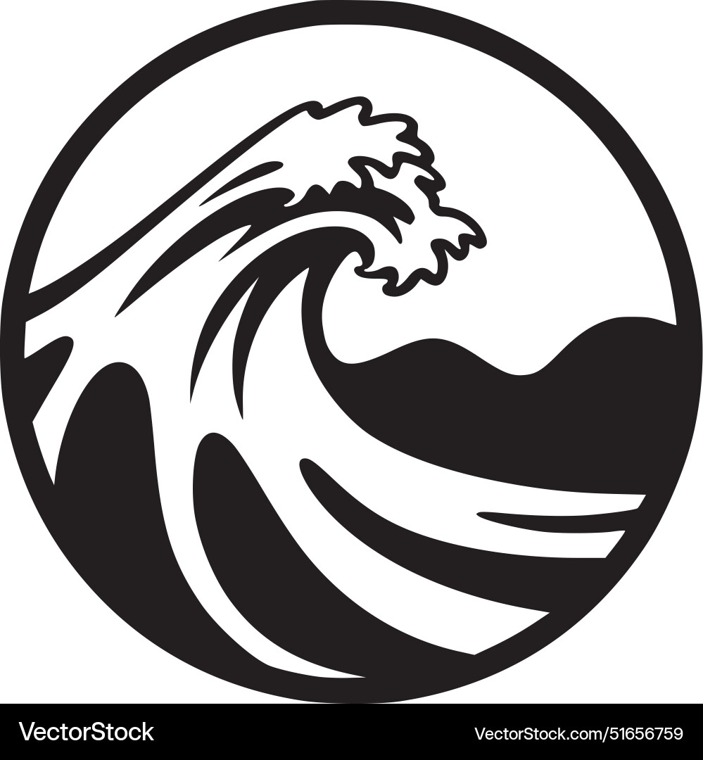 Wave - minimalist and flat logo Royalty Free Vector Image