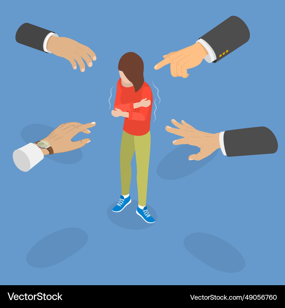 3d isometric flat of anxiety Royalty Free Vector Image