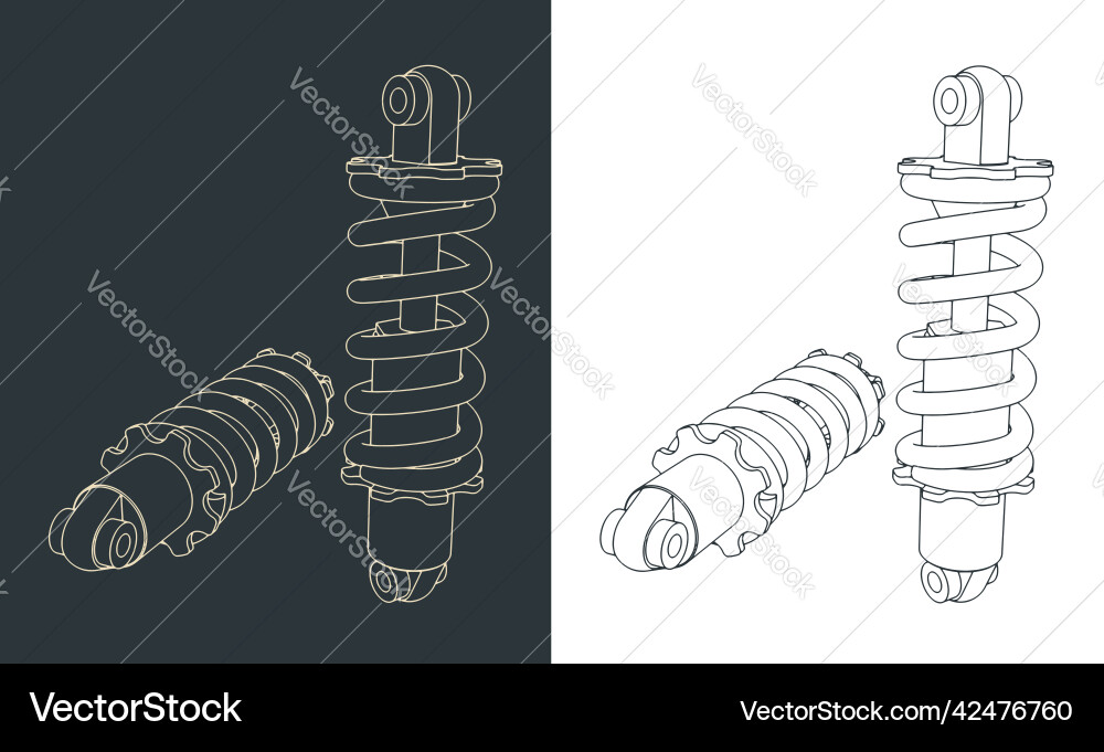 Bike rear swingarm shock drawings Royalty Free Vector Image
