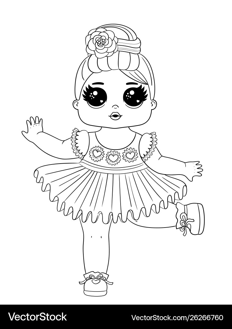 Cute Baby Doll Line Art Royalty Free Vector Image