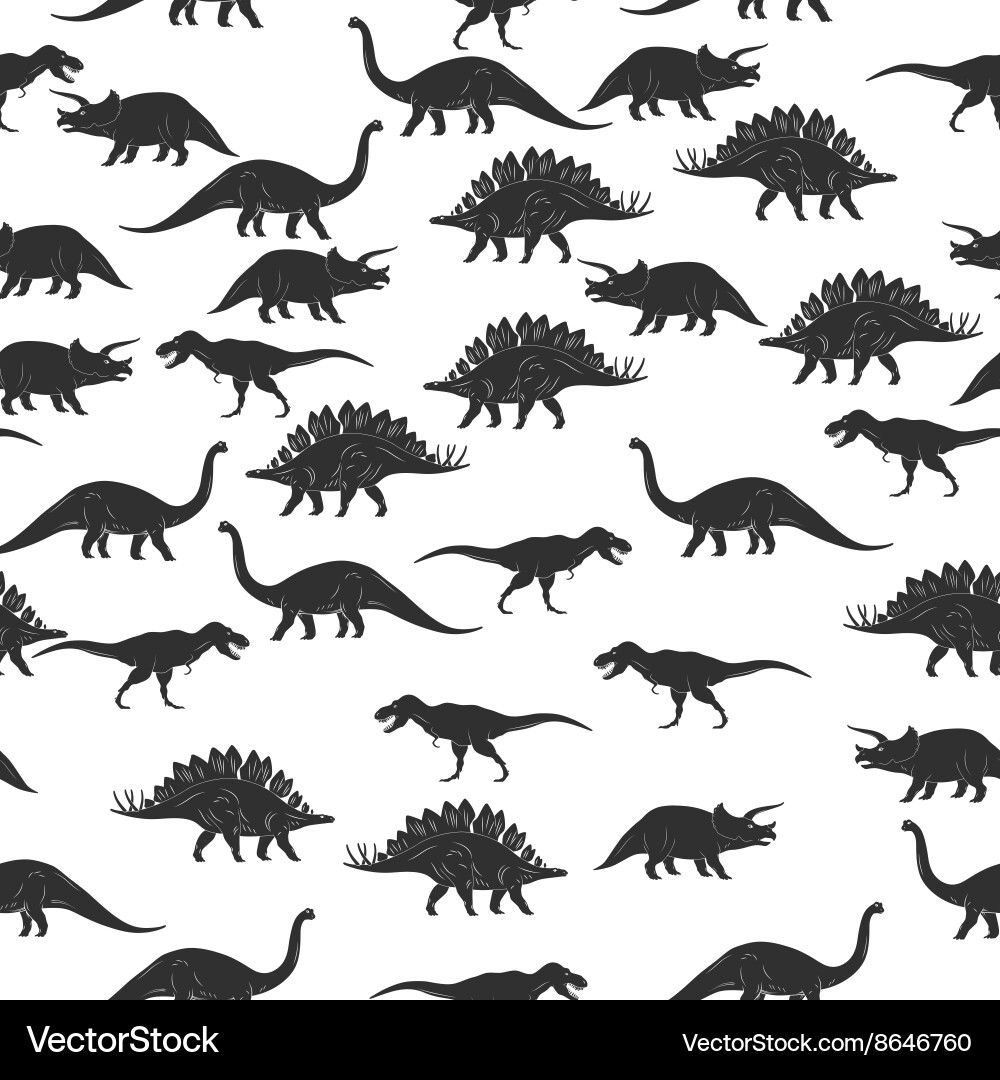 Dinosaur black and white seamless pattern Vector Image