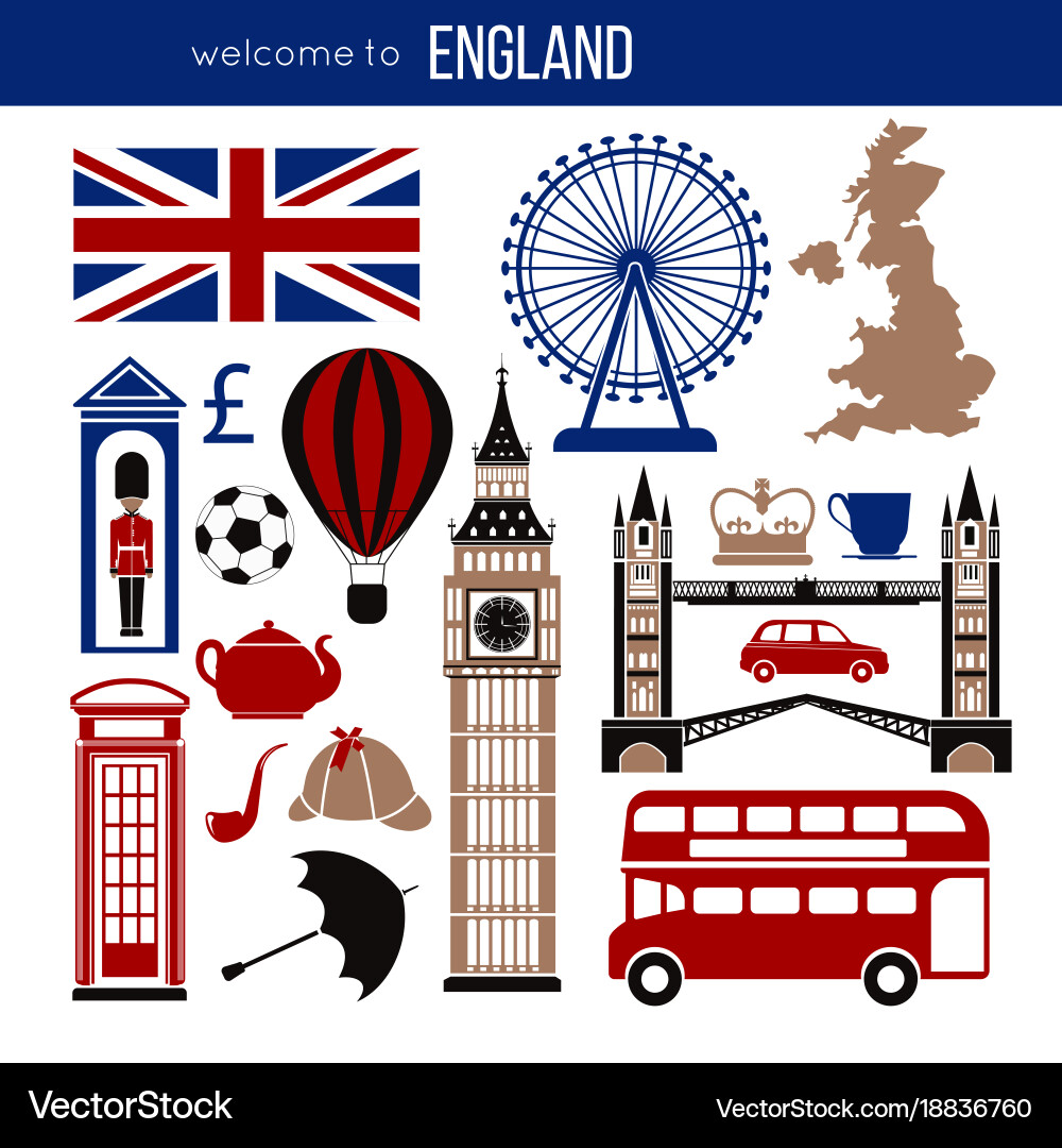 England uk sightseeing landmarks and famous Vector Image