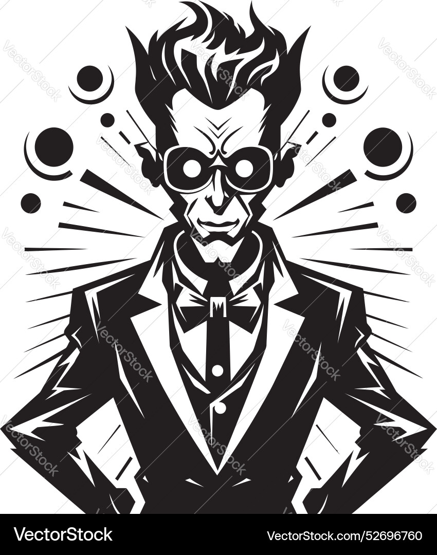 Experiment extravaganza mad scientist logo Vector Image