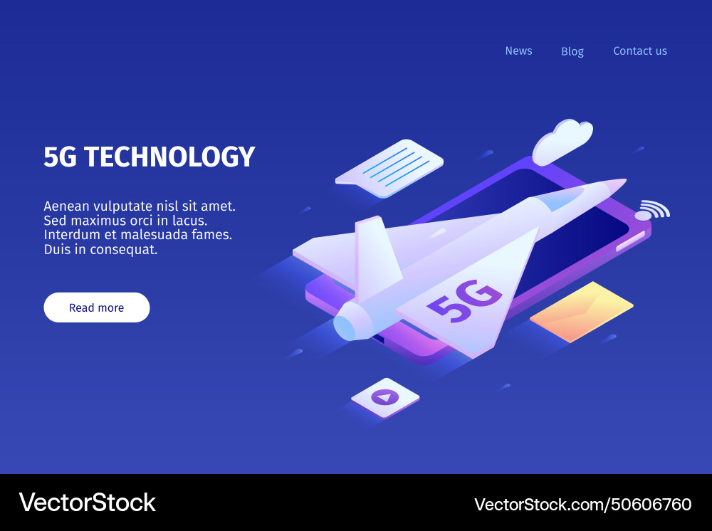 Fast 5g airplane banner Royalty Free Vector Image