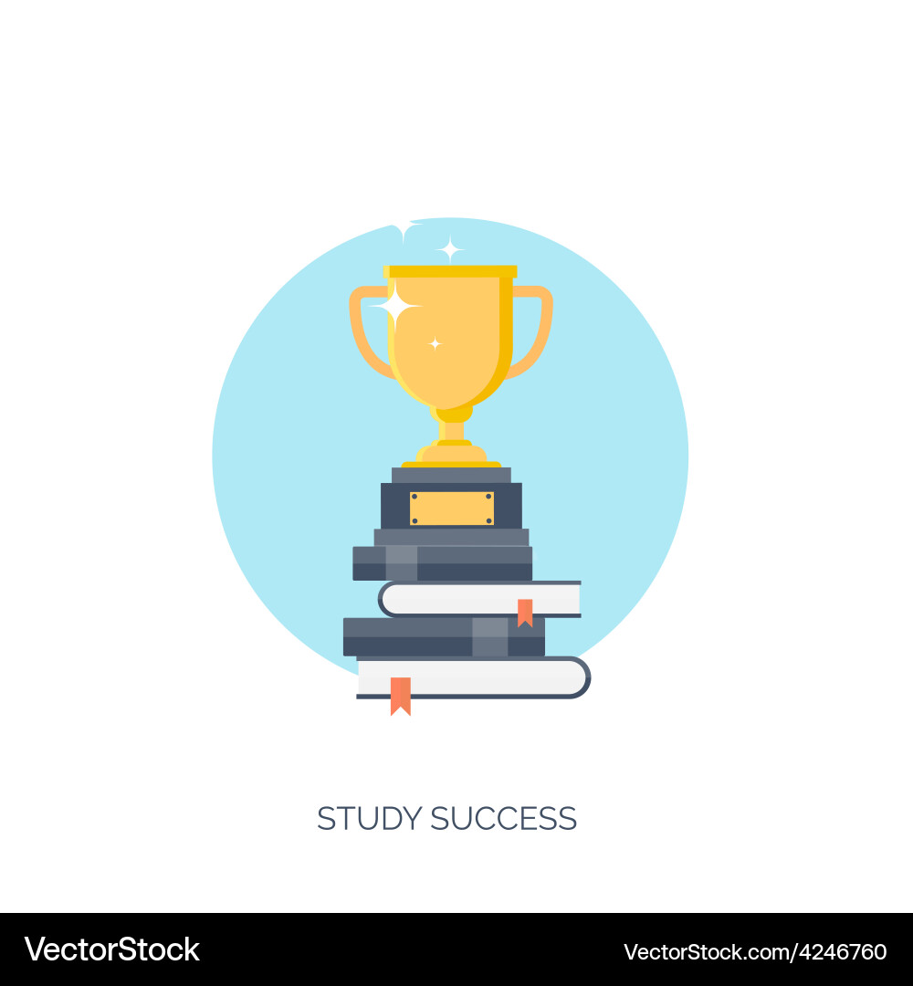 Flat trophy study success Royalty Free Vector Image