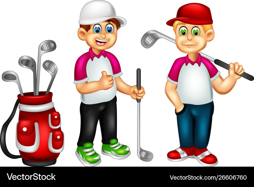 Funny two golfers cartoon Royalty Free Vector Image