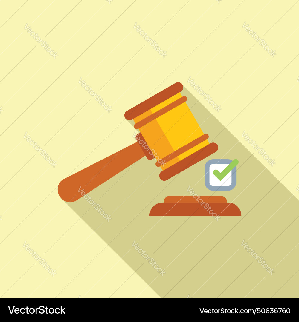 Gavel approved test icon flat law Royalty Free Vector Image