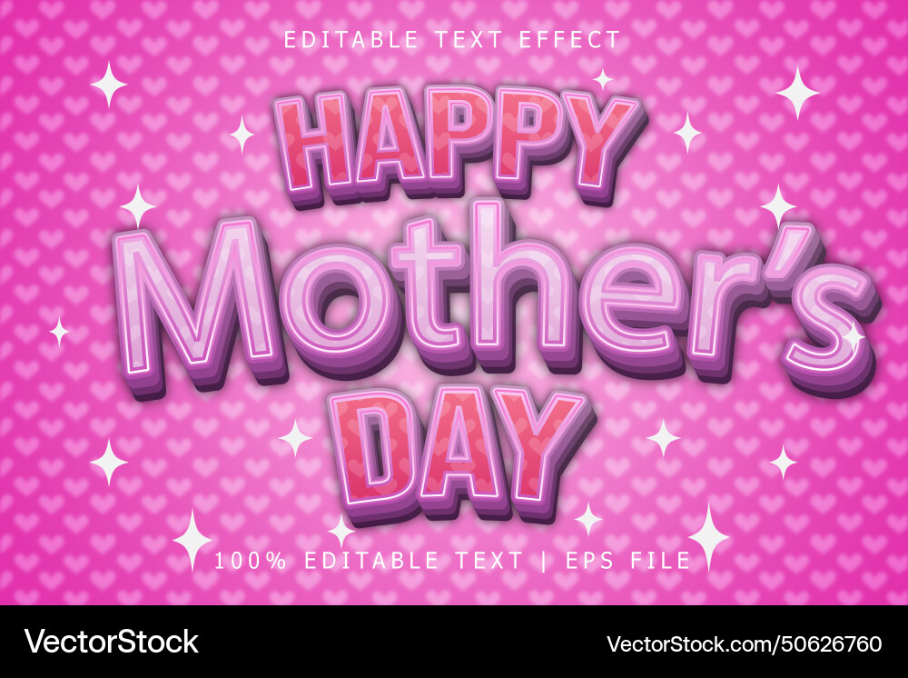 Happy mothers day editable text effect 3 Vector Image