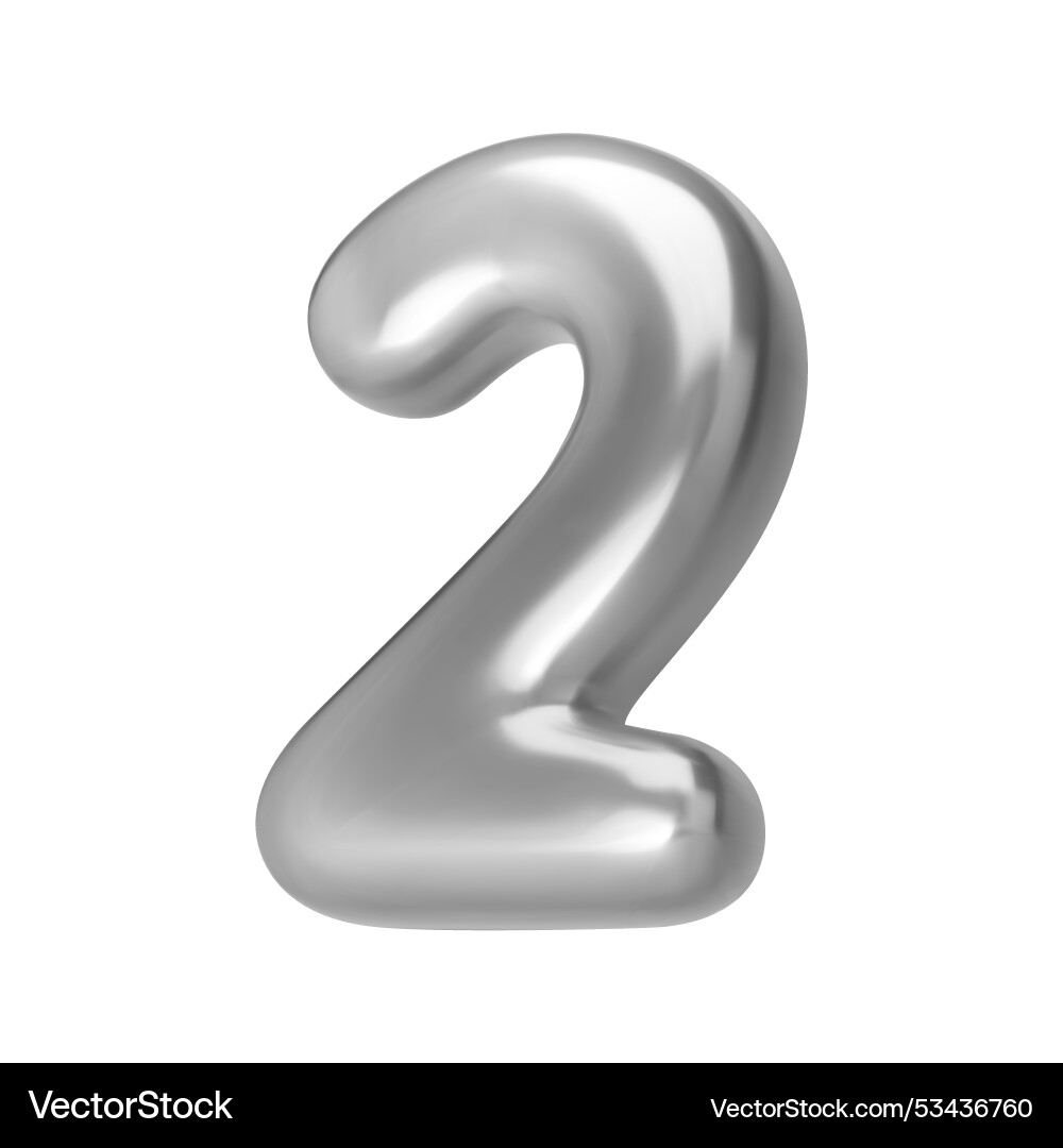Number silver 2 foil and chrome balloon Royalty Free Vector
