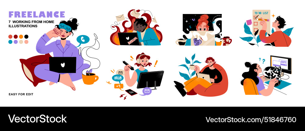 Remote work process benefits and disadvantages Vector Image