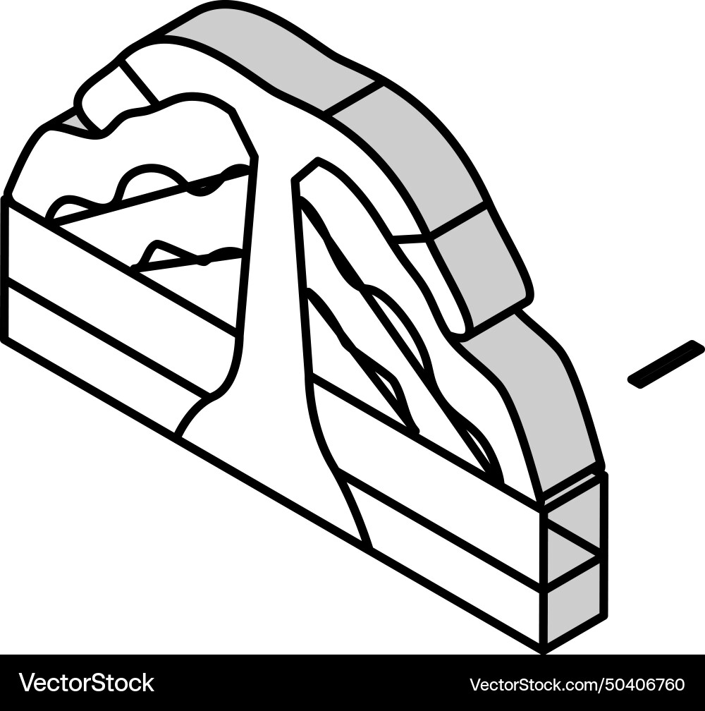 Shield volcano lava isometric icon Royalty Free Vector Image