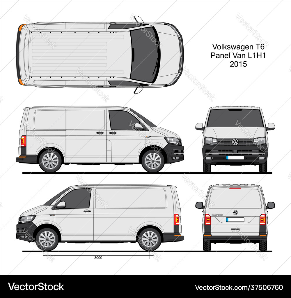 Volkswagen T6 Cargo L1H1 Panel Van – Royalty-Free Vector | VectorStock