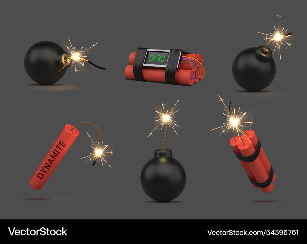 3d bomb dynamite explosive boom tnt detonator Vector Image