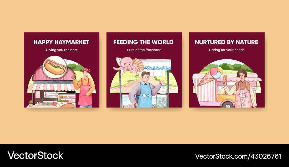 Banner template with farmer market Royalty Free Vector Image