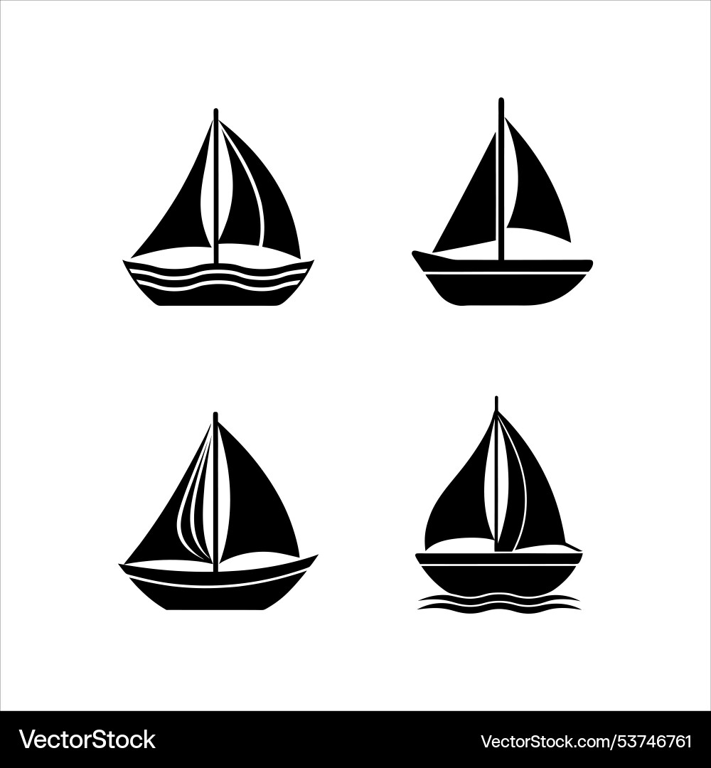 Medium sail boat set Royalty Free Vector Image
