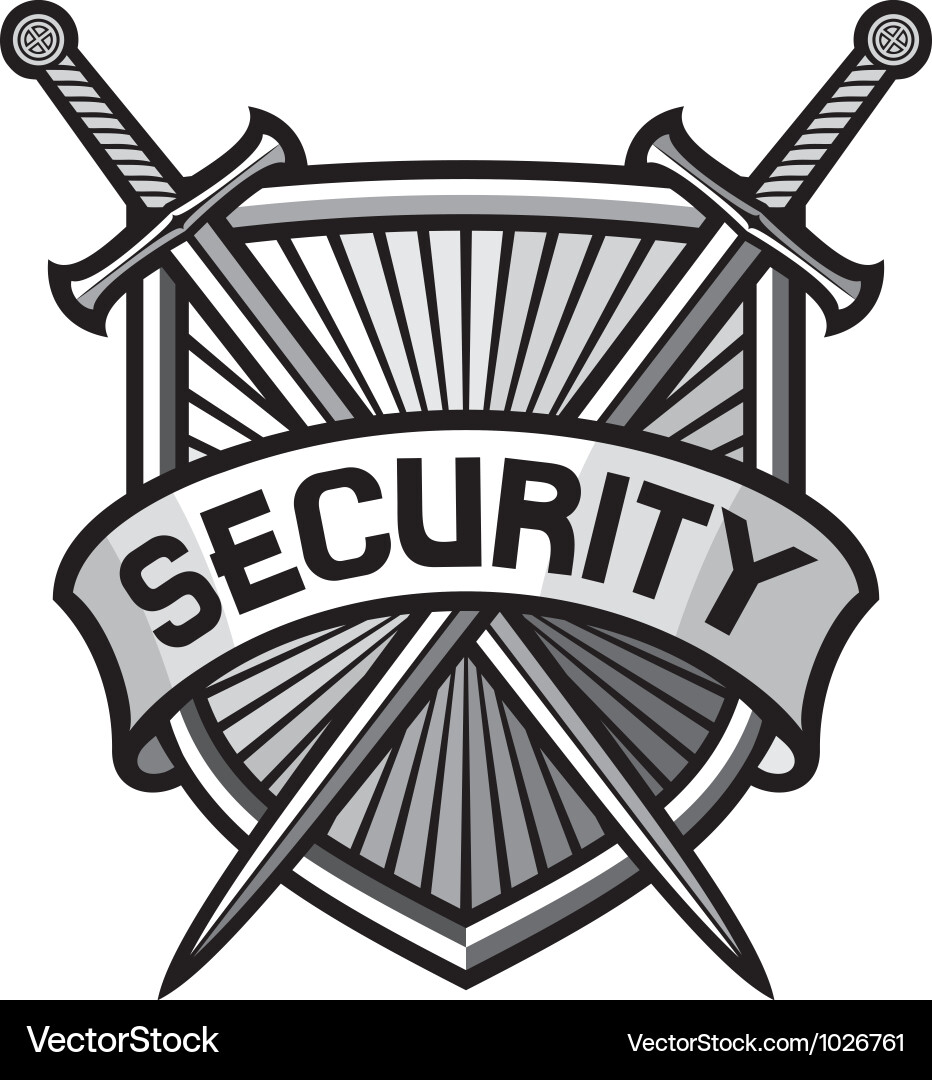 Metallic security shield sign Royalty Free Vector Image