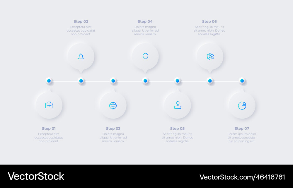 Neumorphic timeline infographic skeuomorph Vector Image