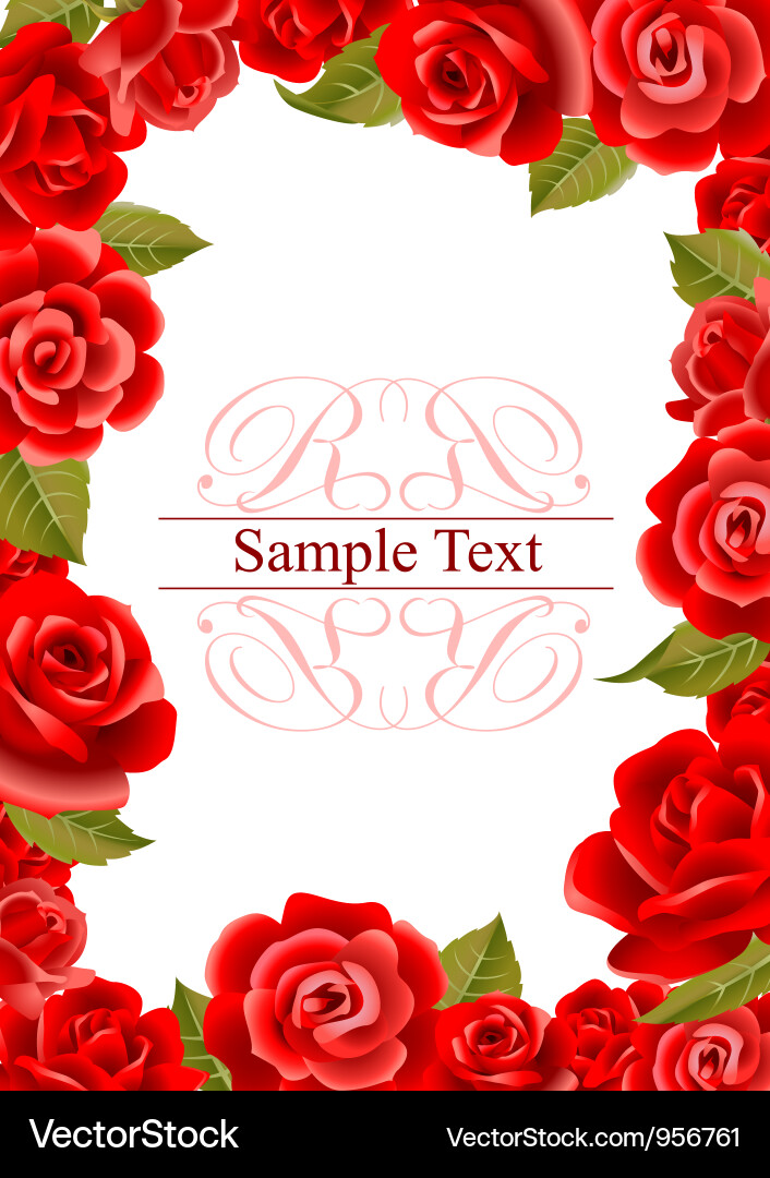 Red roses frame Royalty Free Vector Image - VectorStock