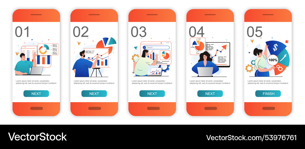 Sales performance concept onboarding screens Vector Image