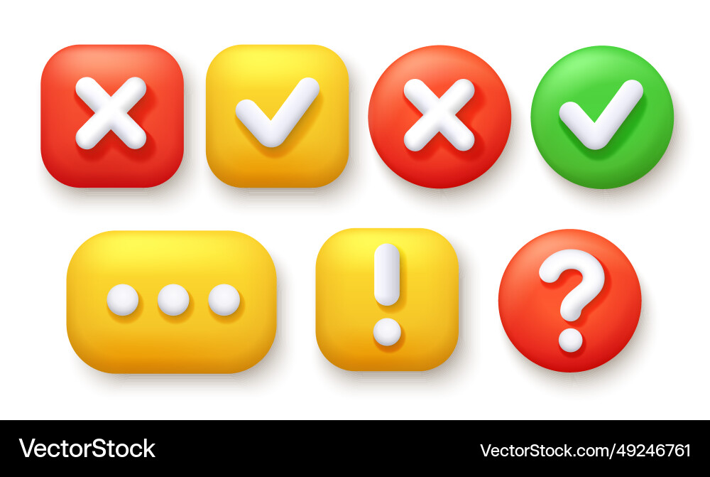 Set of 3d buttons sign acceptance refusal Vector Image