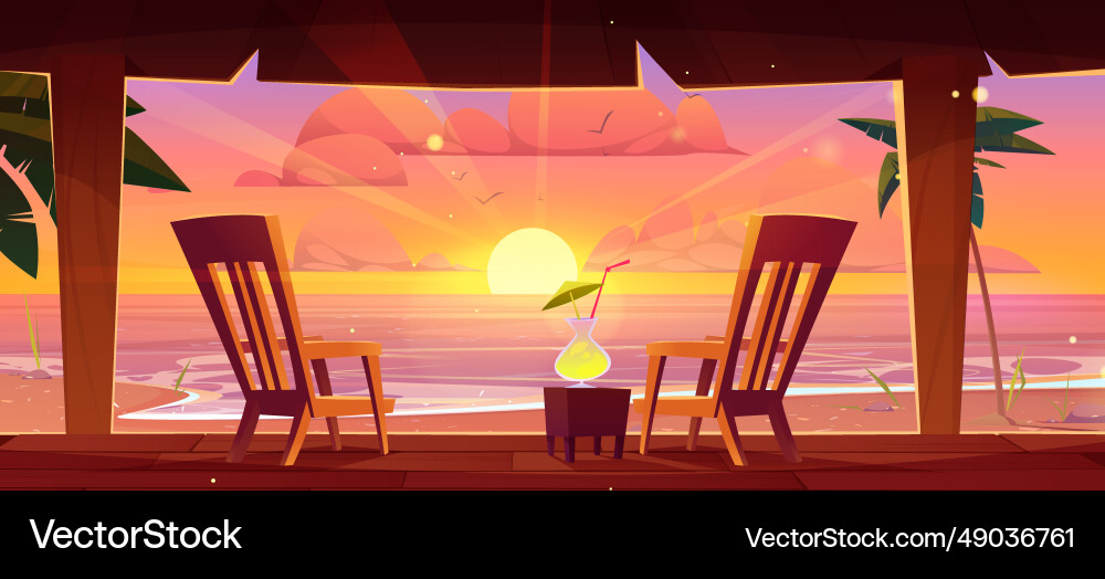 Sunset sky view from house terrace background Vector Image