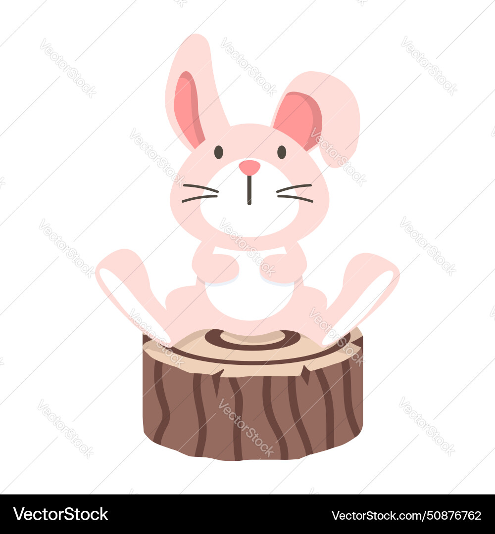 Bunny rabbit sitting on wood Royalty Free Vector Image